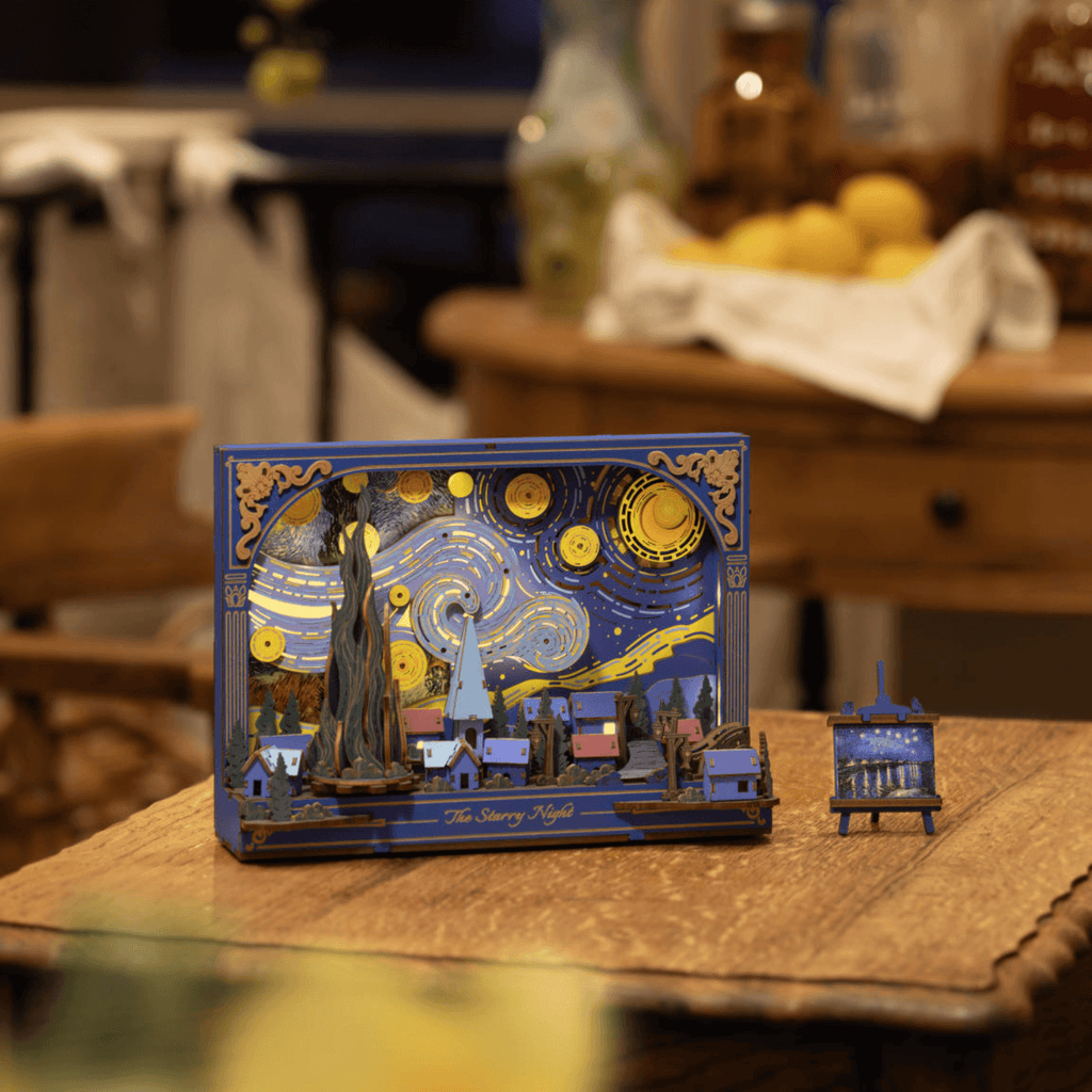 The Starry Night Diorama – Van Gogh Kunstwerk aus Holz bauen