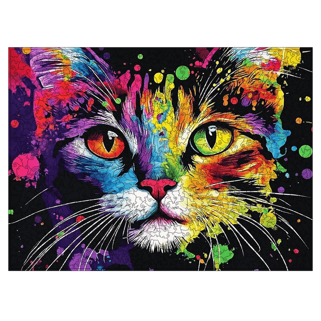Holzpuzzle Bunte Katze für Kinder & Erwachsene | 1000 Teile