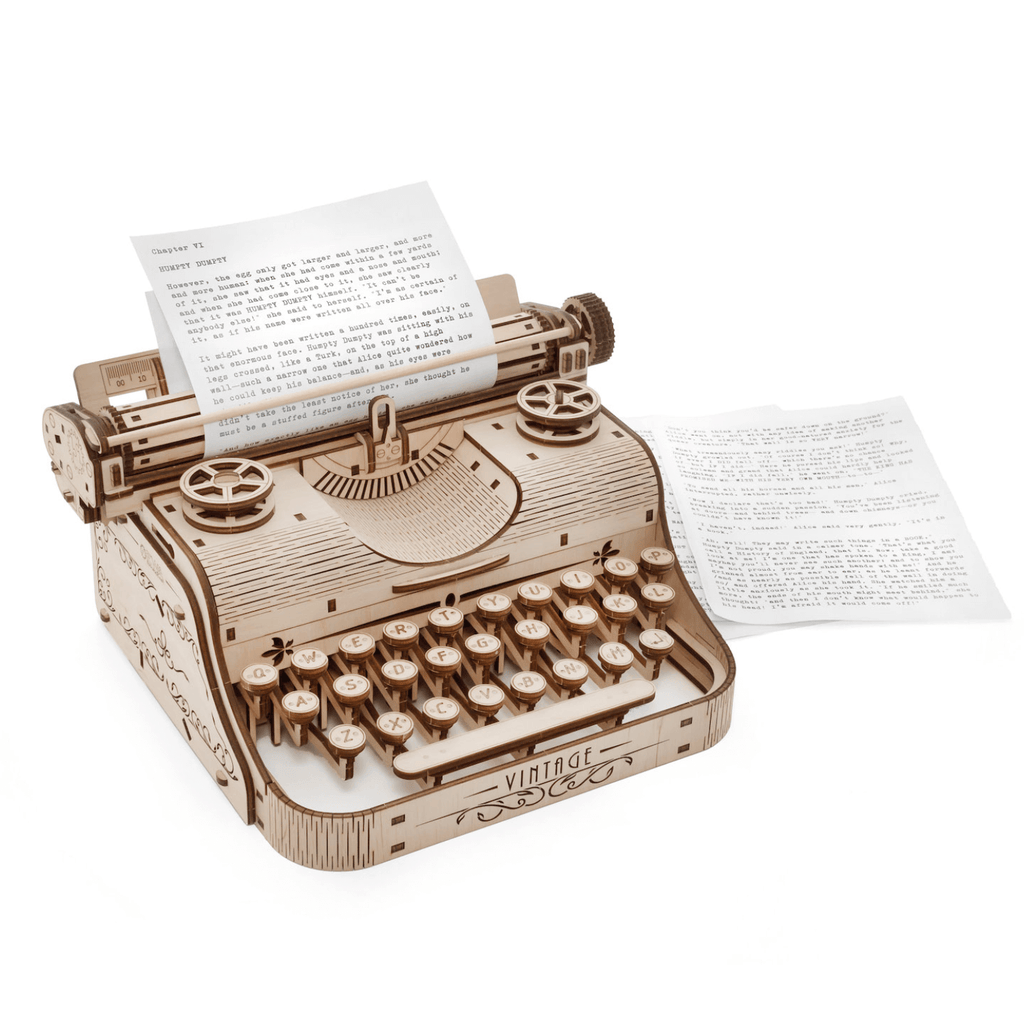 3D Holzpuzzle Typewriter für Kinder & Erwachsene | Mechanisch